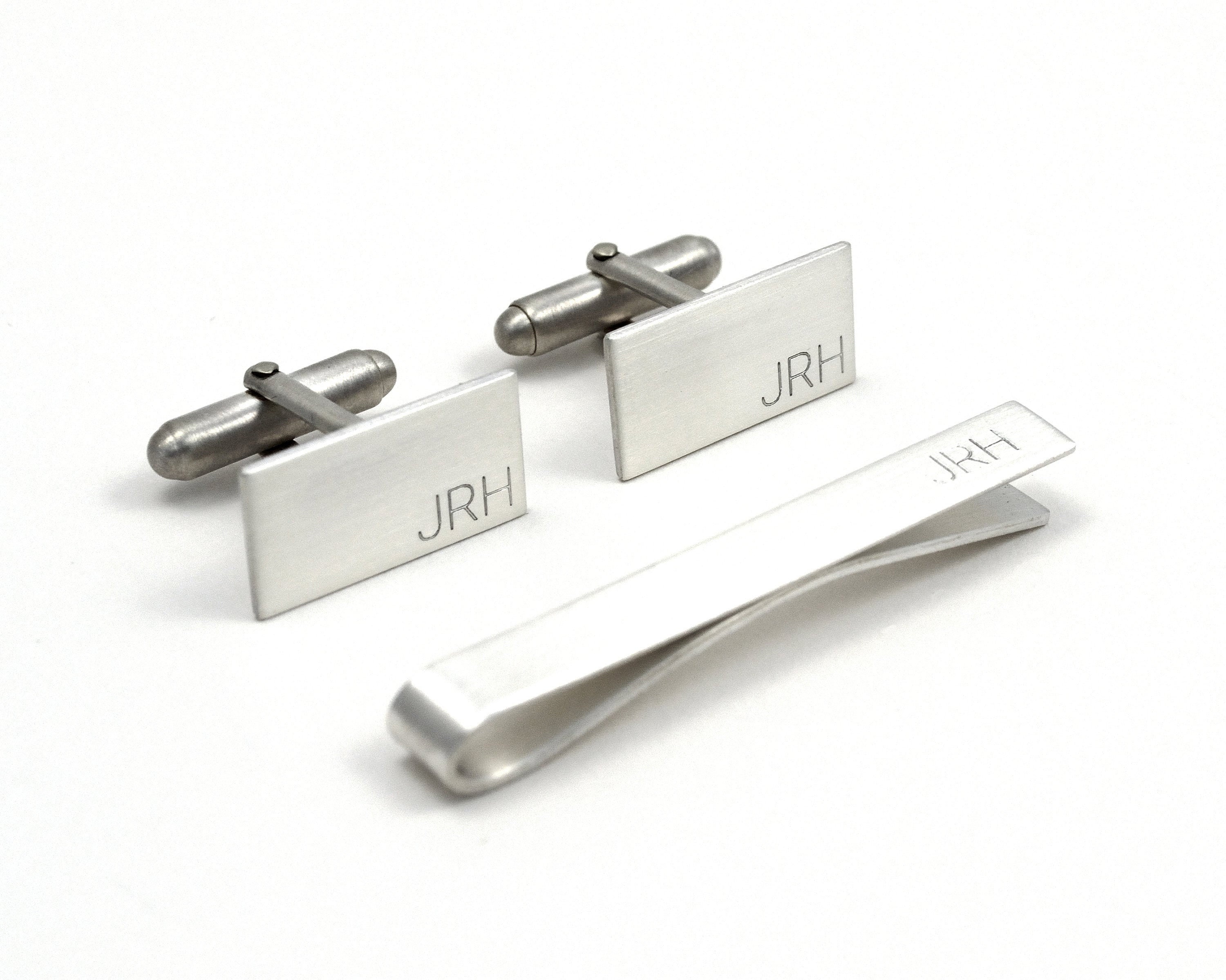 Custom Cuff Links and Tie Clip Set Groomsmen Gift Set - Etsy UK