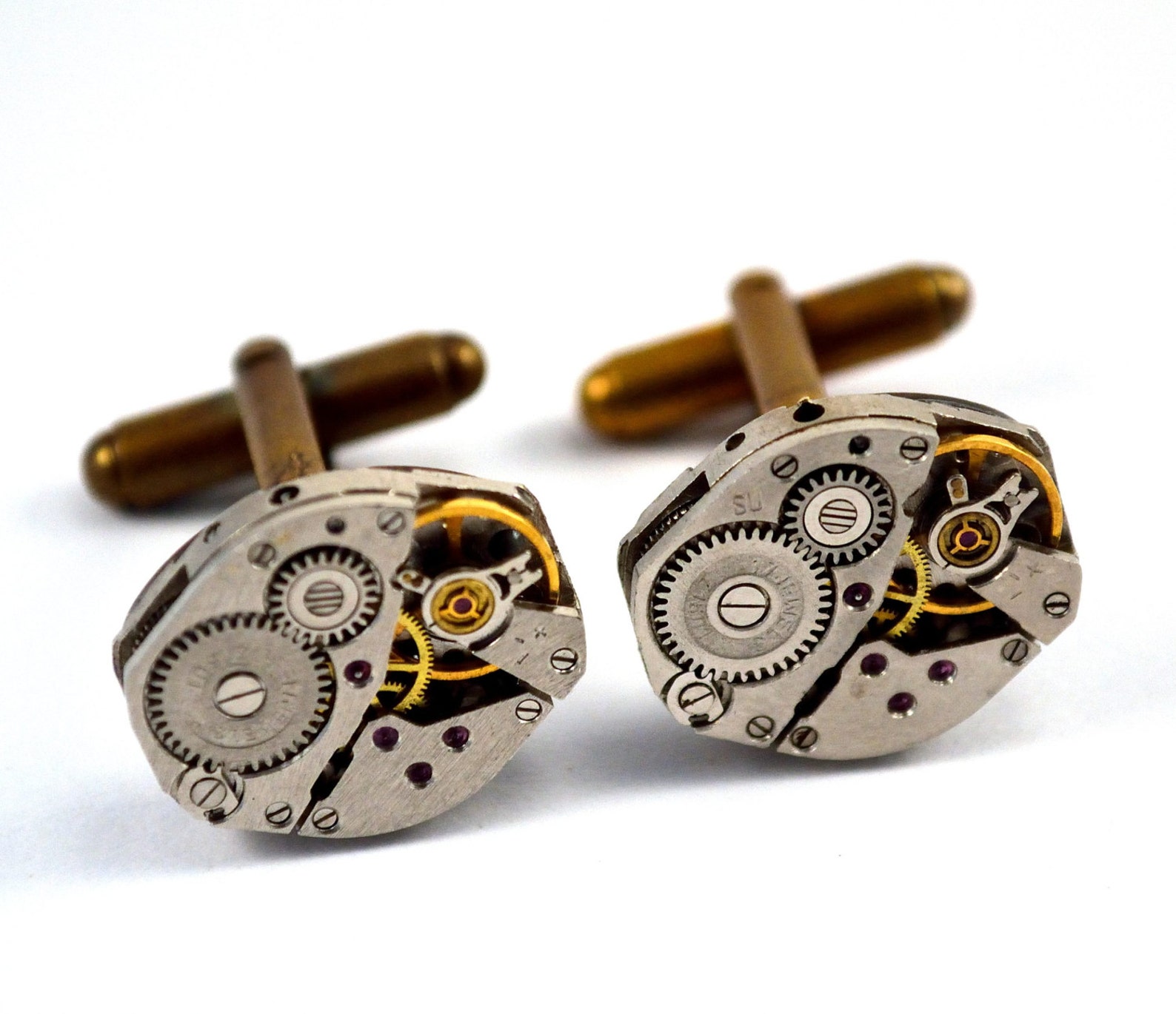 Watch Cufflinks Steampunk Cufflinks Watch Movement - Etsy UK