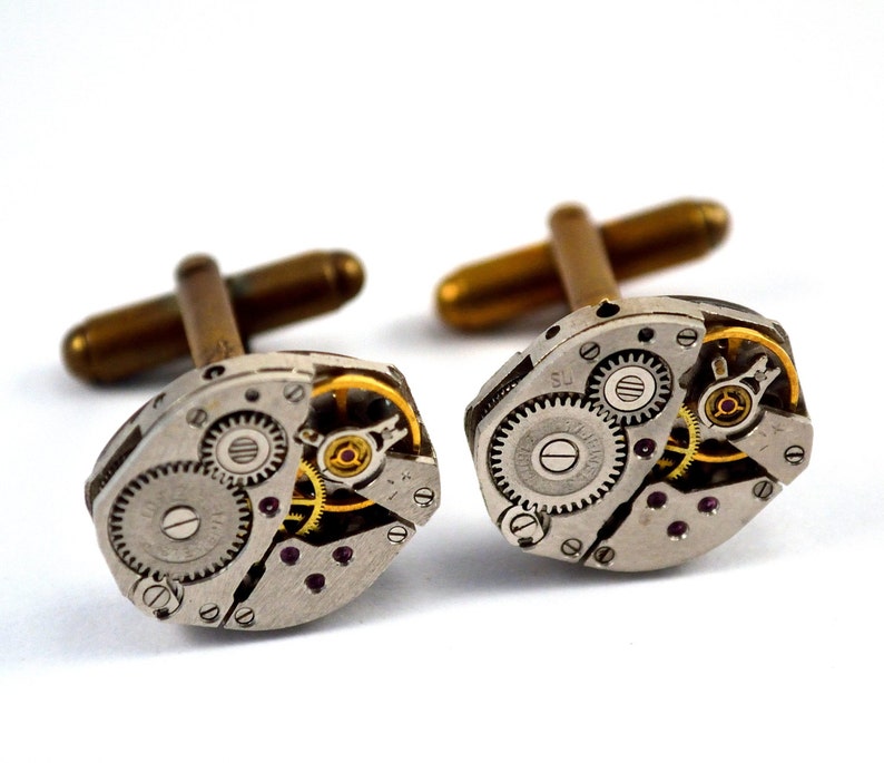 Watch Cufflinks Steampunk Cufflinks Watch Movement - Etsy UK
