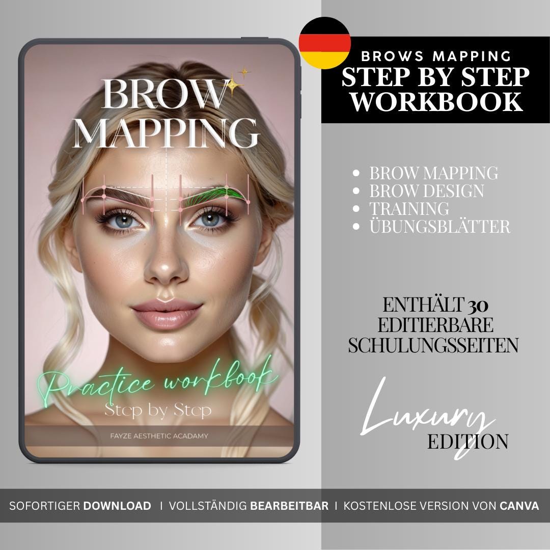 German, Brow Mapping, Eyebrow Mapping, Preliminary Drawing, Workbook ...