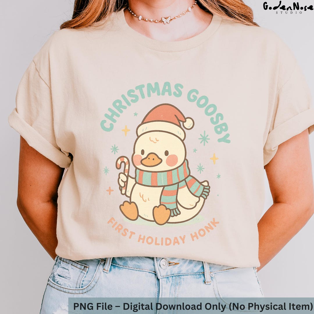 Christmas Goosby PNG, First Holiday Honk Baby Goose Design, Festive ...