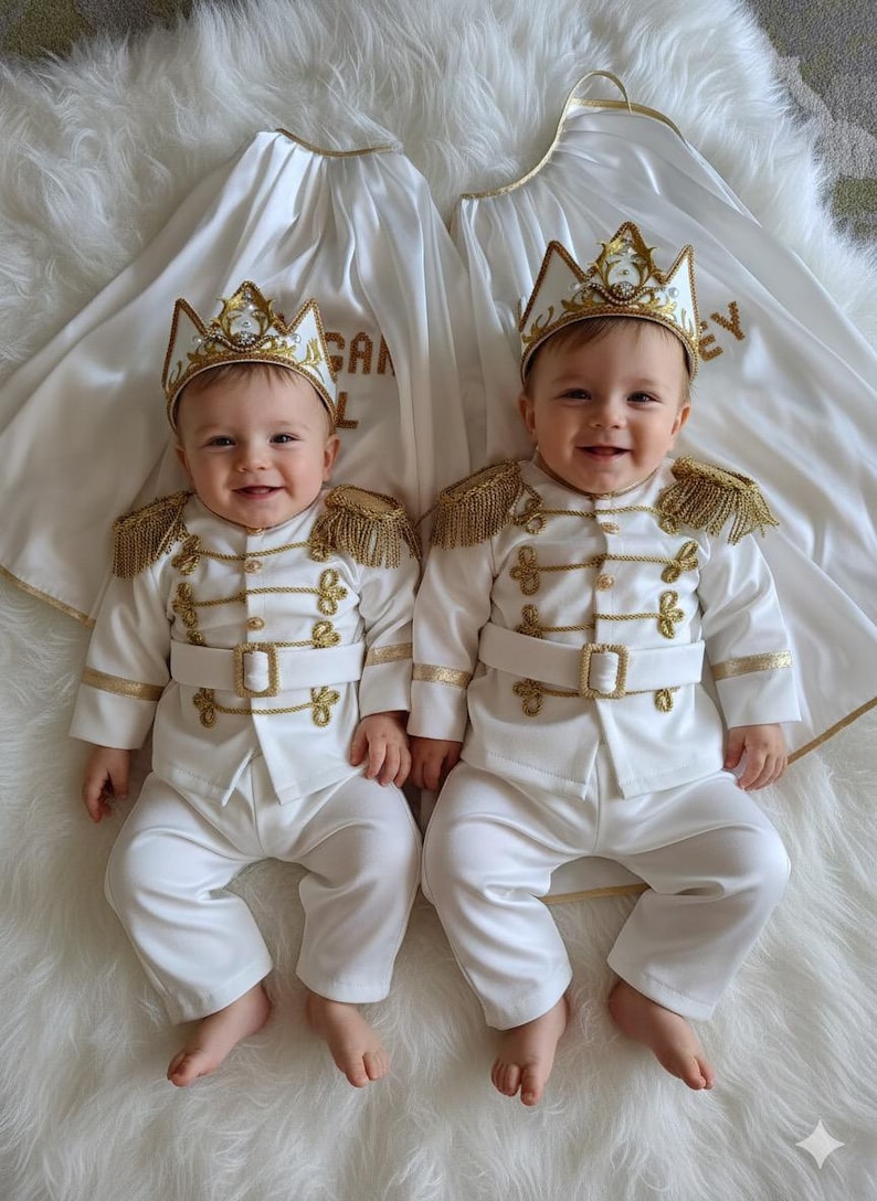 Beige Gold Prince Costume: Personalized Cape & Crown - Royal Outfit - Etsy