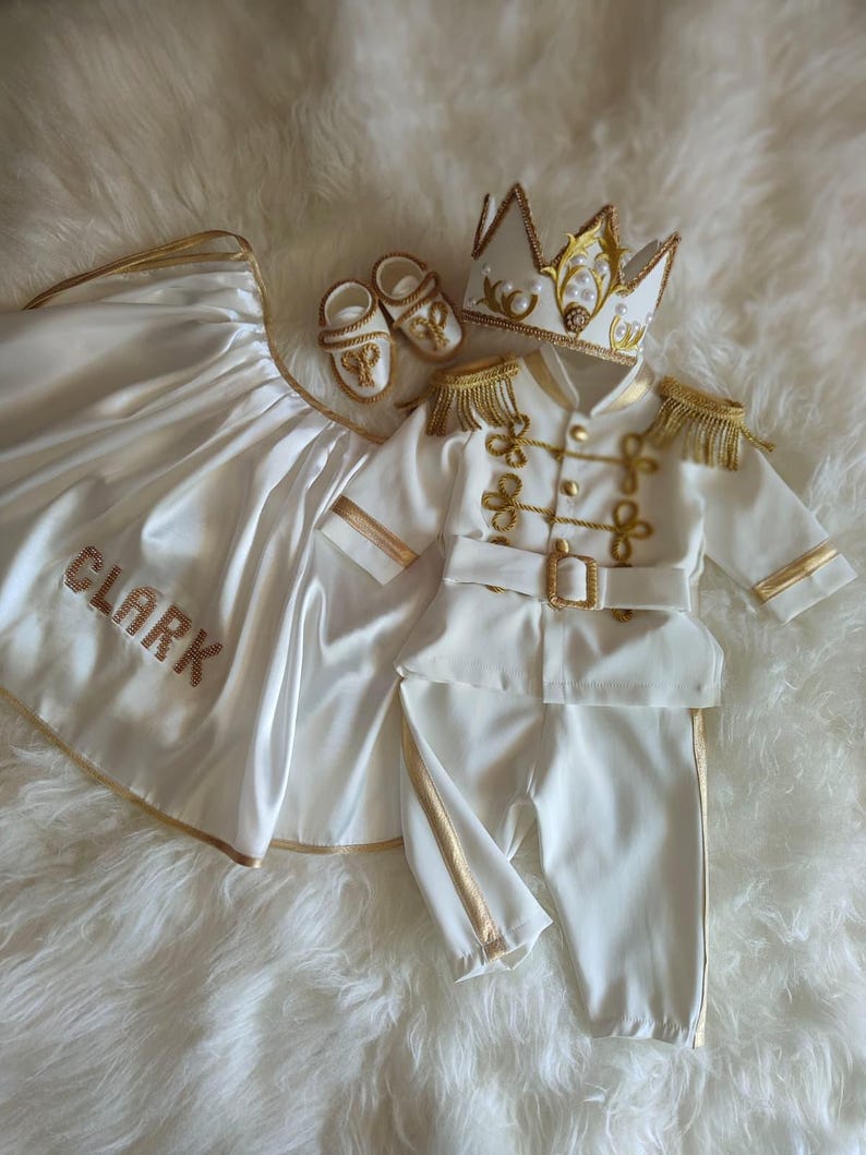 Beige Gold Prince Costume: Personalized Cape & Crown - Royal Outfit - Etsy