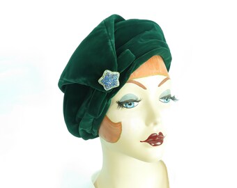 Green Velvet Hat | Etsy