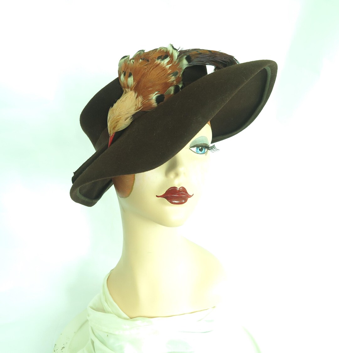 1940s Fedora Hat Vintage 40s Tilt Brown With Bird - Etsy