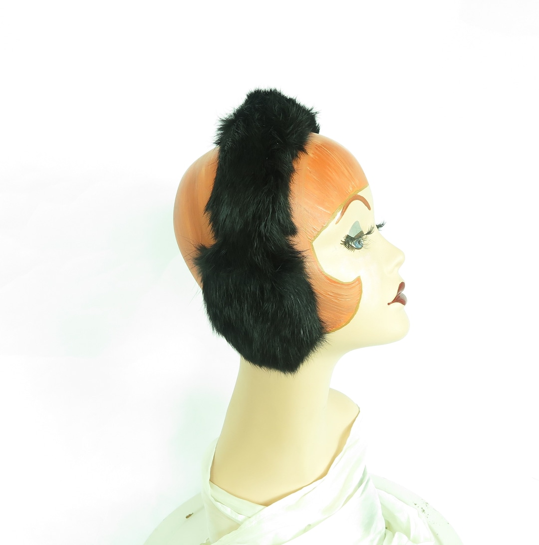 Vintage Ear Muffs Black Fur France Womans Headband - Etsy