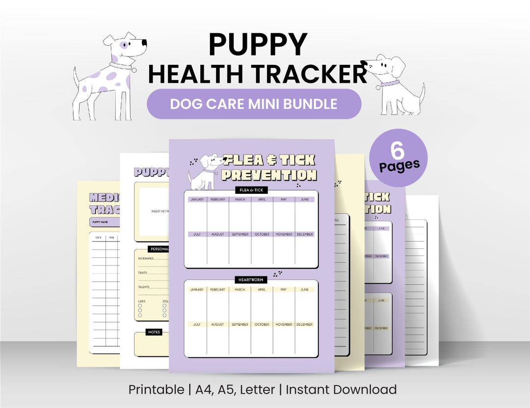 Puppy Health Tracker Printable Set, Vaccination, Vet Log, Medication ...