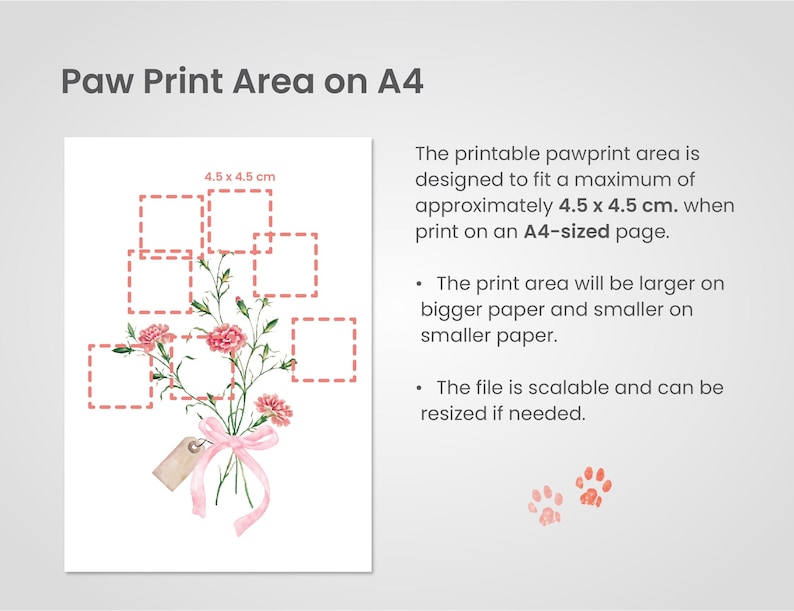 Flower Paw Print Art Craft Memory Decor, Pet Memory Keepsake Gift ...