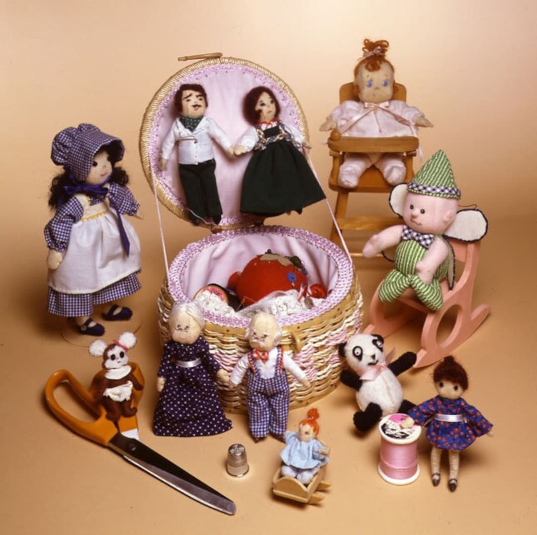 Doll House Dolls Set 2, Kids. Two Girls, Boy and Baby. Doll Pattern ...