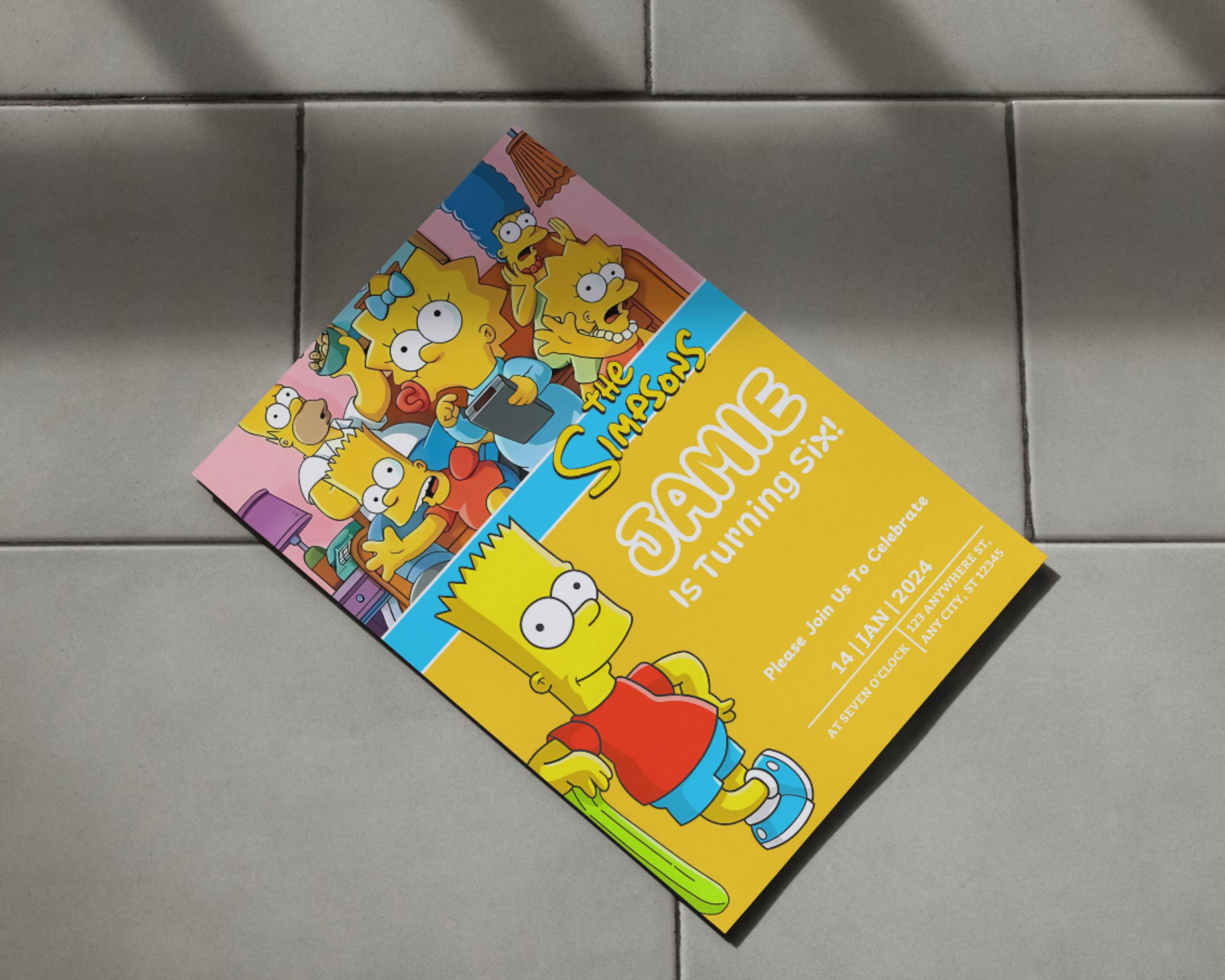 Birthday Invitation Simpsons Bart Editable Template Digital Party ...