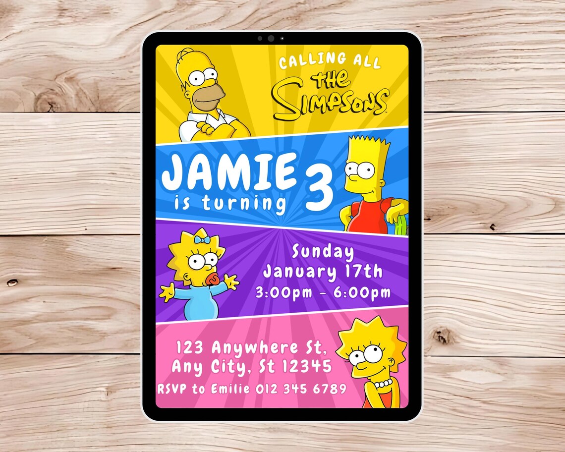 Simpsons Birthday Invitation: Editable Canva Template (digital Download ...