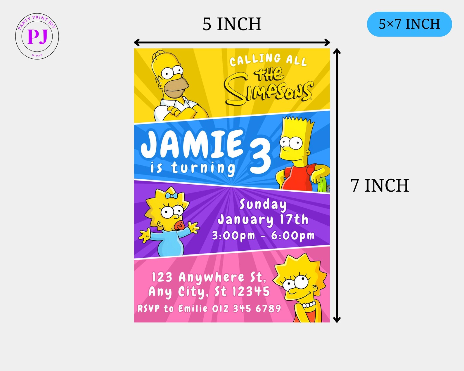 Simpsons Birthday Invitation: Editable Canva Template (digital Download ...