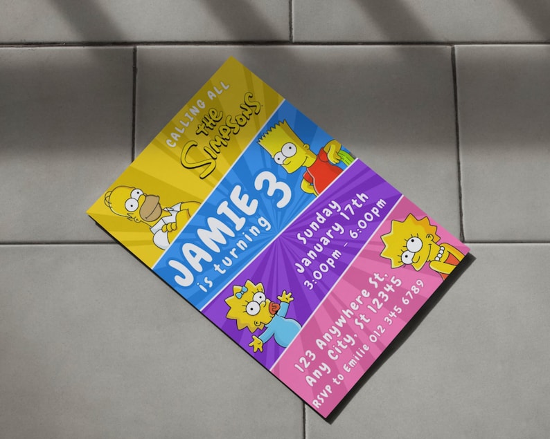 Simpsons Birthday Invitation: Editable Canva Template (digital Download ...