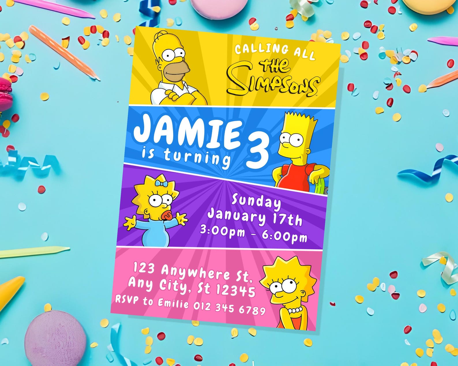 Simpsons Birthday Invitation: Editable Canva Template (digital Download ...