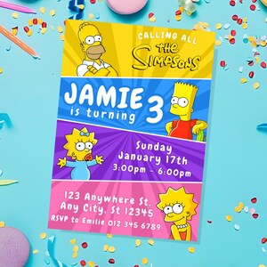 Simpsons Birthday Invitation: Editable Canva Template (digital Download ...