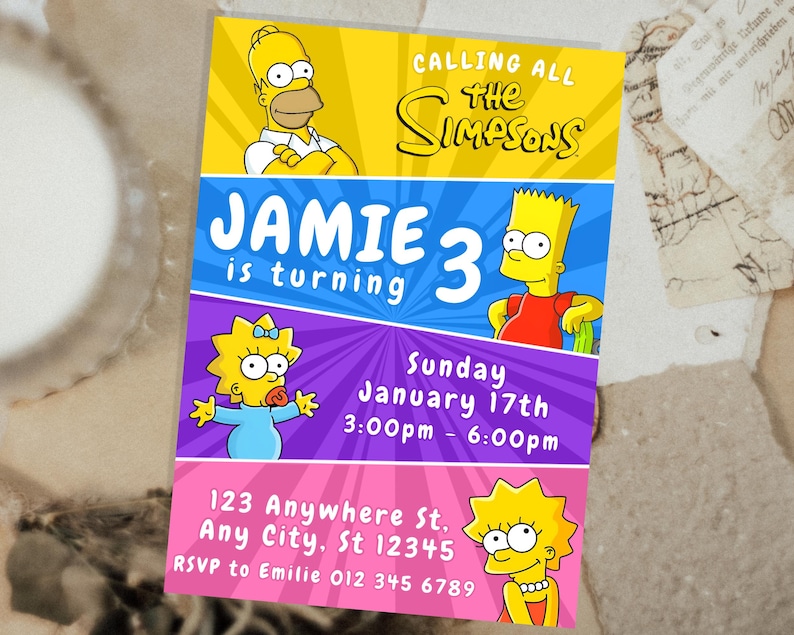 Simpsons Birthday Invitation: Editable Canva Template (digital Download ...
