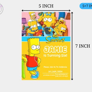 Birthday Invitation Simpsons Bart Editable Template Digital Party ...