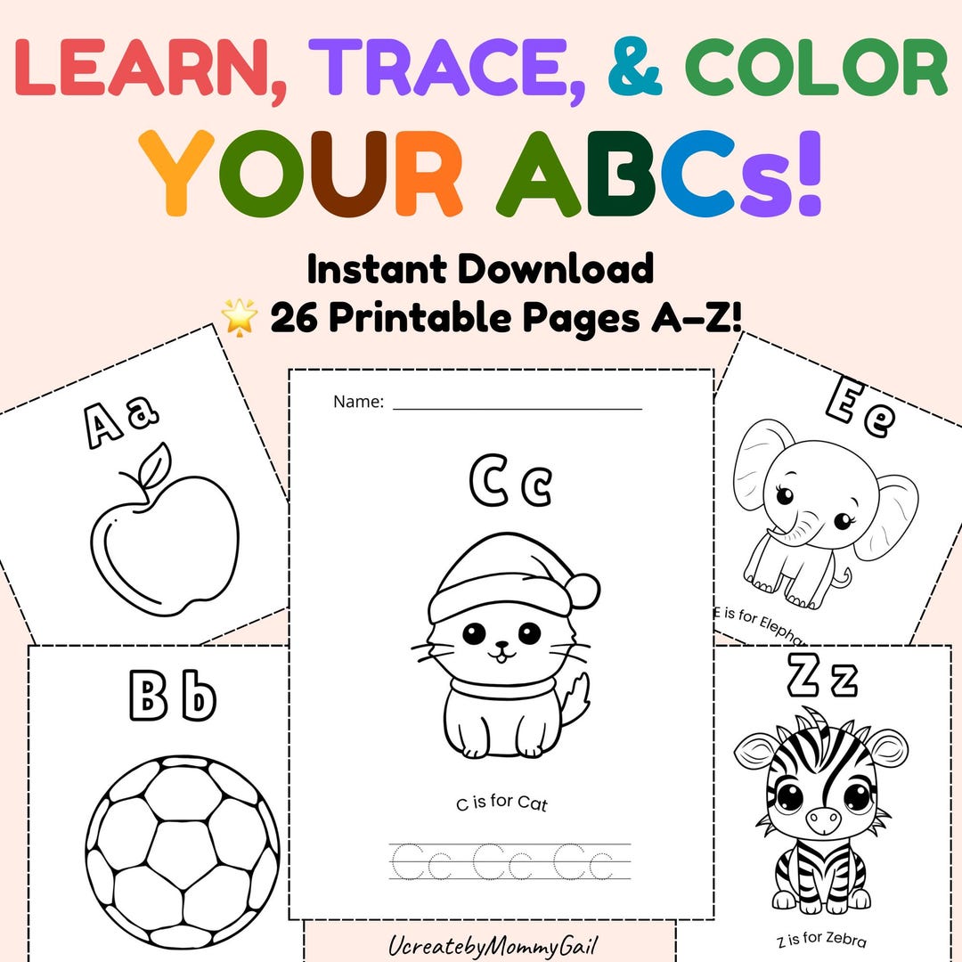 Alphabet Tracing & Coloring Worksheets for Kids | A-Z 26 Printable ...