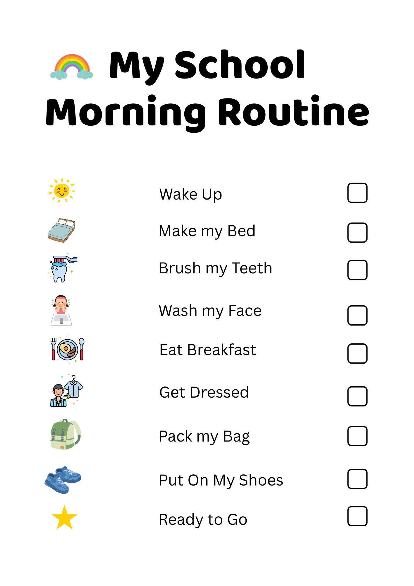 Kids' Daily Routine Charts: Morning & Evening Checklist (PDF Download ...