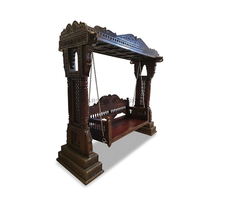Handcrafted Wooden Jhoola Swing: Traditional Indian Carved Swing With ...