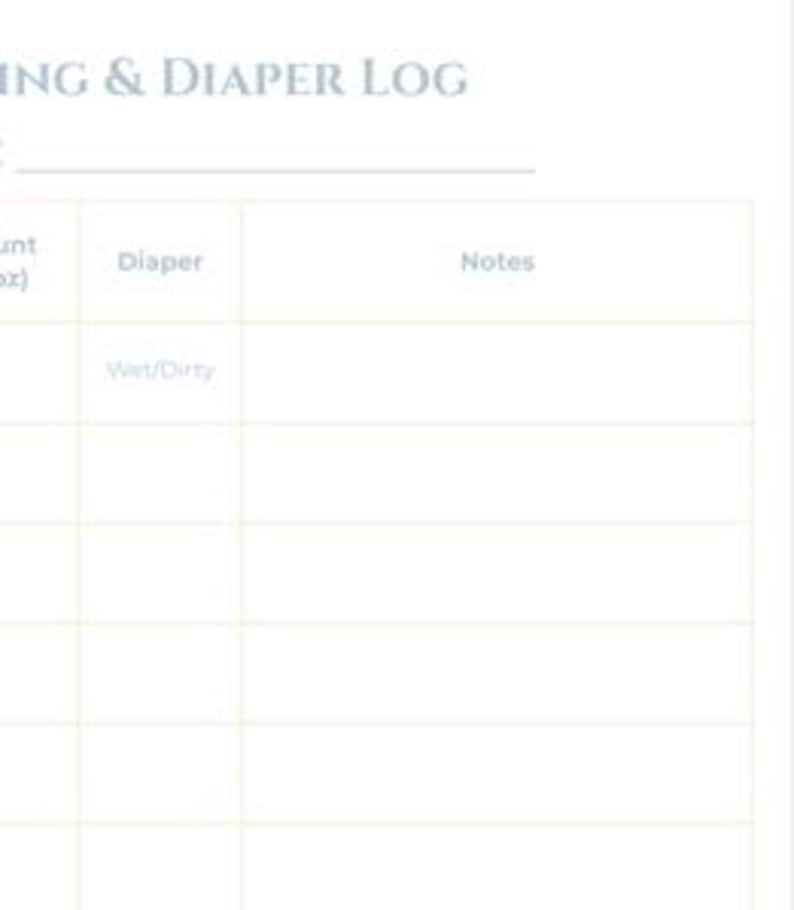 Baby Feeding and Diaper Log Printable | Newborn Daily Tracker ...