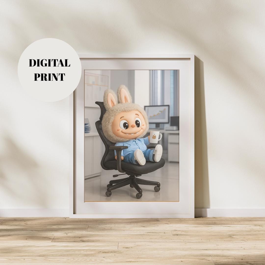 Labubu Office Vibes Printable Wall Art – Cute Viral Bunny Character ...