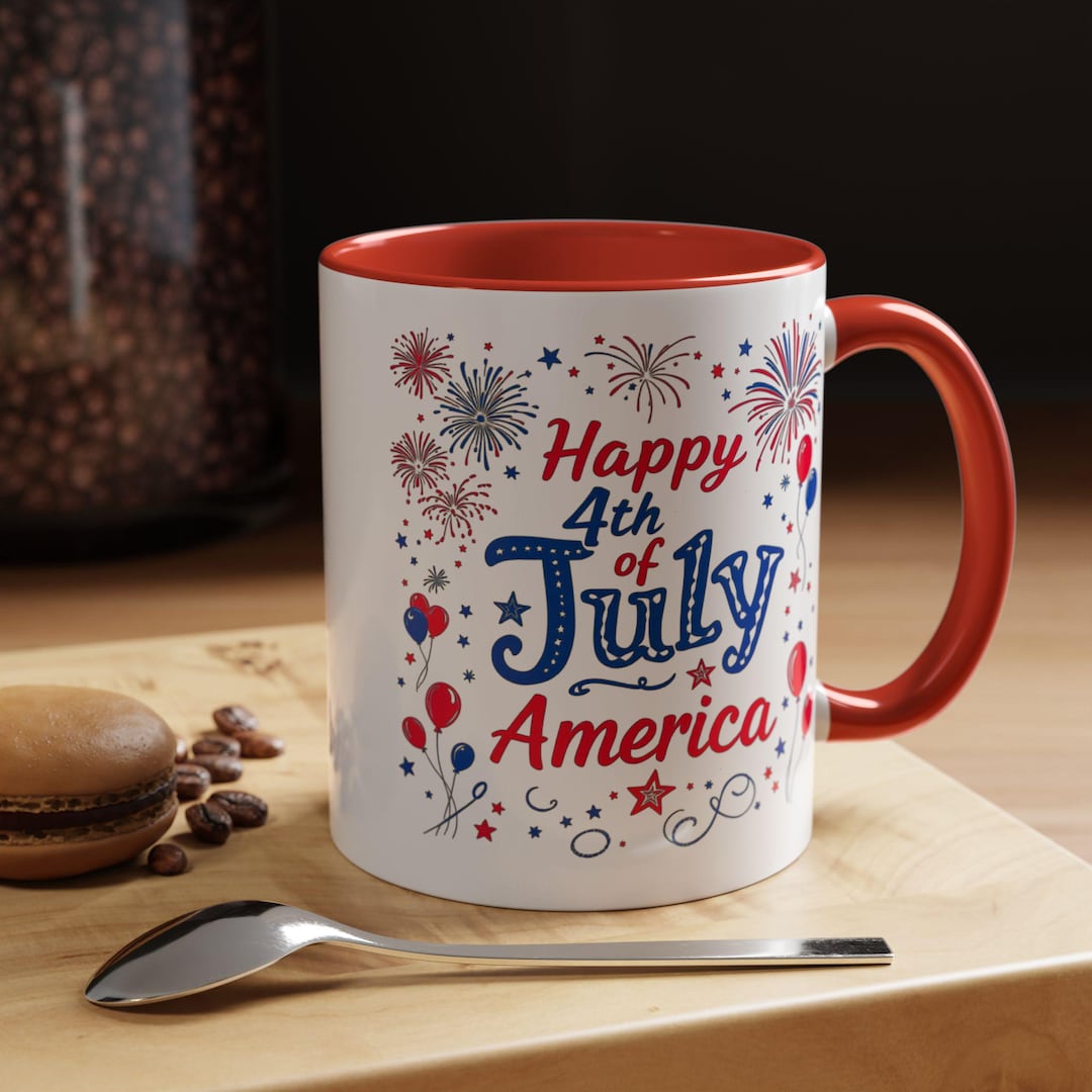 Patriotic Coffee Mug, Independence Day Cup, USA Flag, American Holiday ...