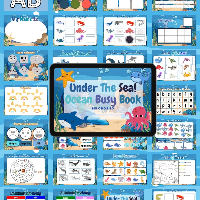 Under the Sea Ocean Busy Book Printable | 90 Pages Toddler Activity ...