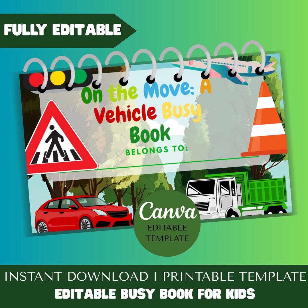 Vehicles Printable Busy Books for Kids | 64-page Toddler Quiet Book ...