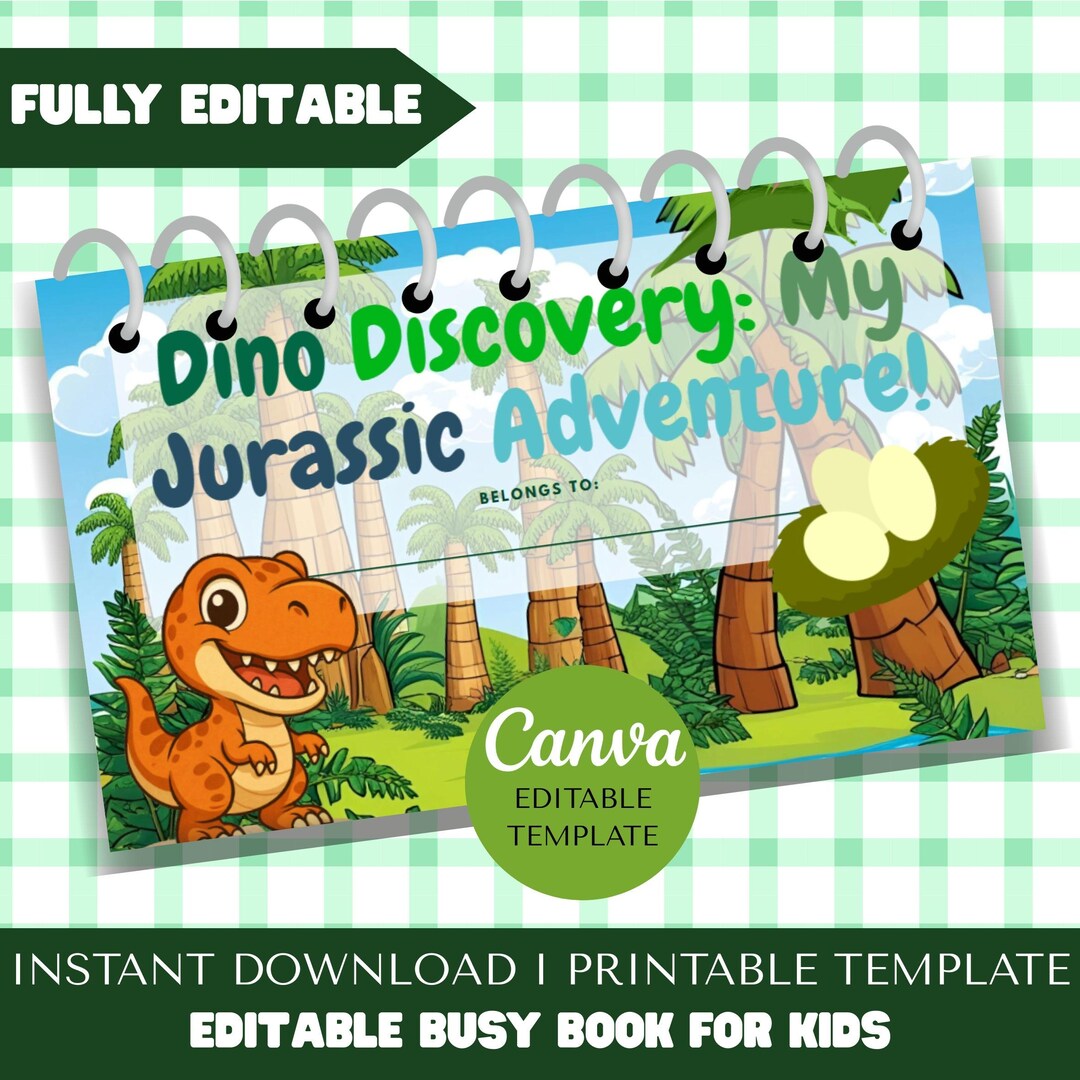 Dino Busy Book Printable for Kids | 73 Pages Dinosaur Themed Workbook ...