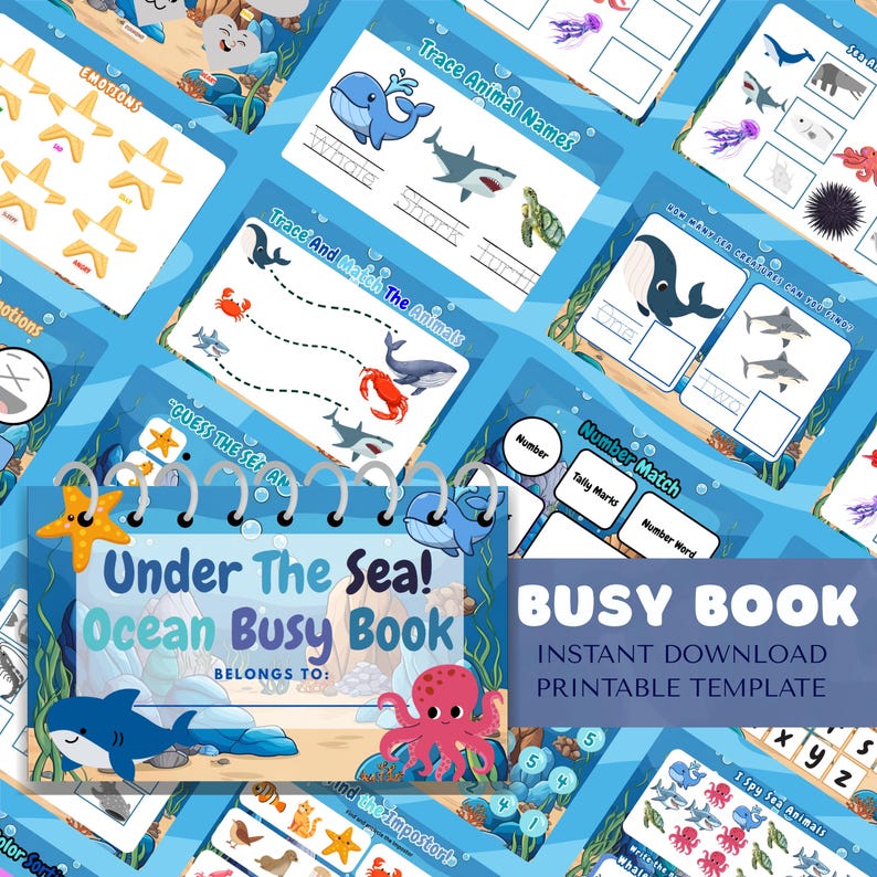 Under the Sea Ocean Busy Book Printable | 90 Pages Toddler Activity ...