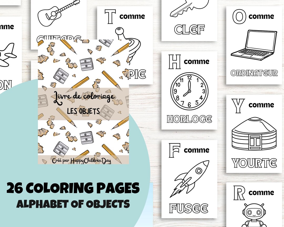 French Alphabet Coloring Book PDF, ABC Objects Ebook, 26 French ...