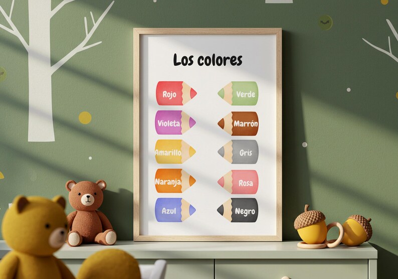 Trilingual Color Learning Poster Set, Digital Download (english ...
