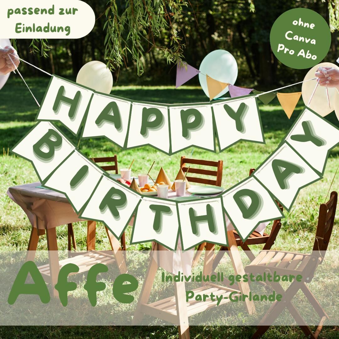 Monkey Garland Children's Birthday – Customizable Canva Template ...