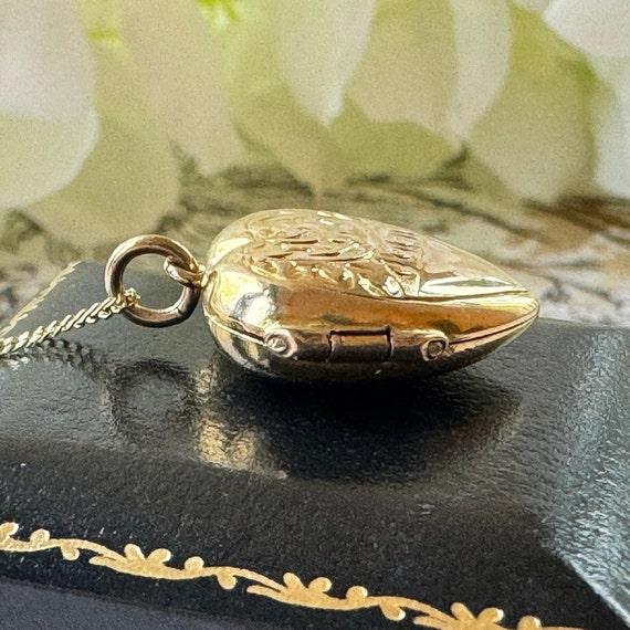 Antique Art Nouveau 9ct Gold Love Heart Locket Neckla… - Gem