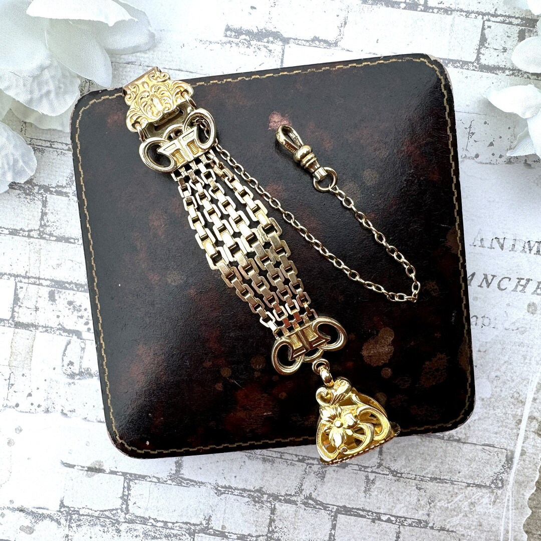 Antique Rolled Gold Fob Watch Chain: Bates & Bacon Edwardian Waistcoat ...