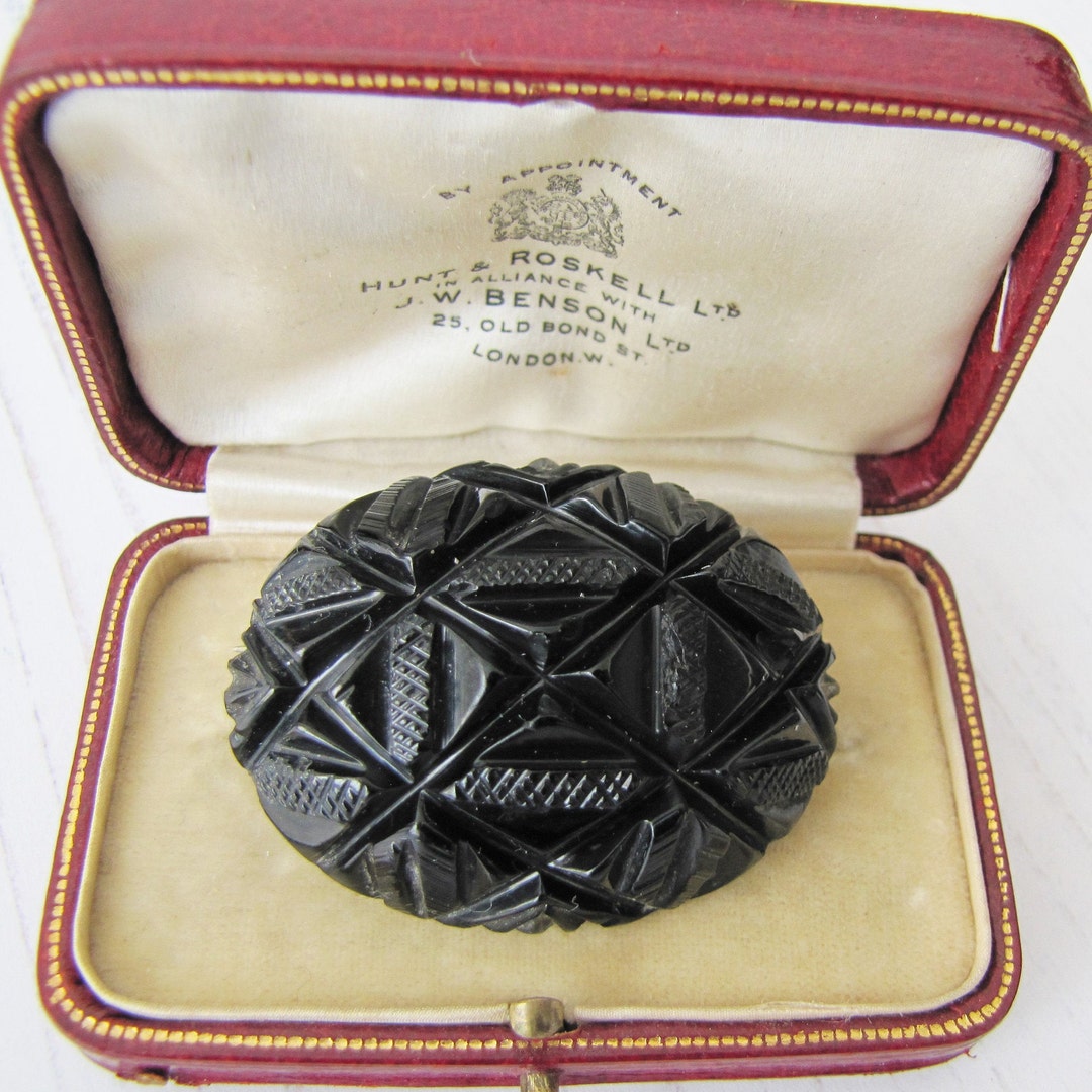 Antique Victorian Carved Whitby Jet Pineapple Brooch - Etsy