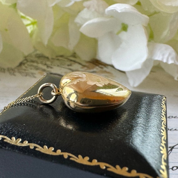 Antique Art Nouveau 9ct Gold Love Heart Locket Neckla… - Gem
