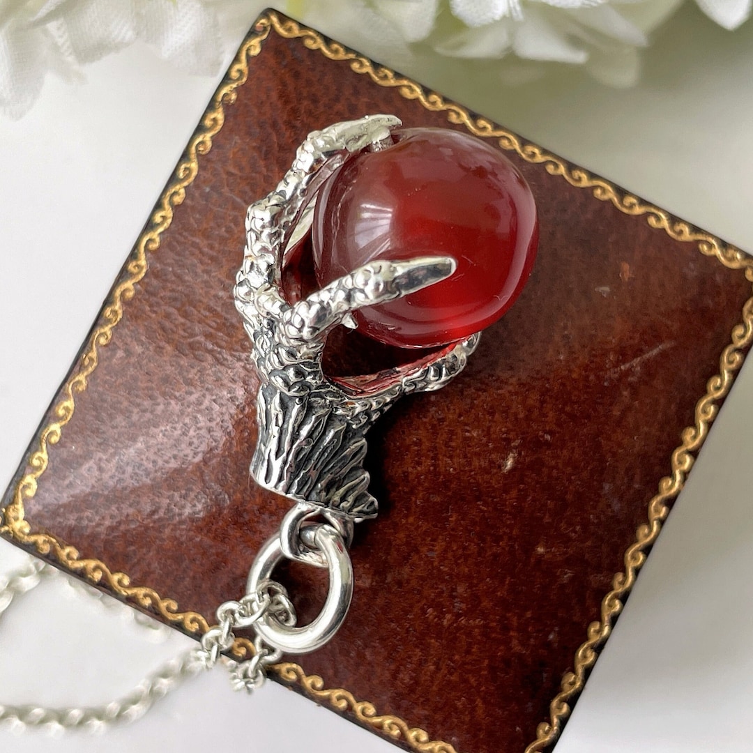 Vintage Scottish Silver Claw Carnelian Pendant. Large Carved Scottish ...