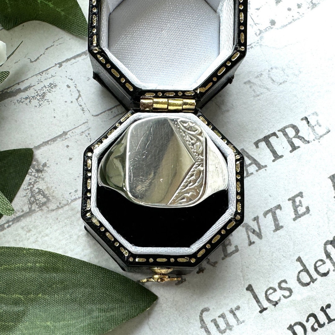Vintage 1980s English Silver Mens Classic Signet Ring. Edwardian ...
