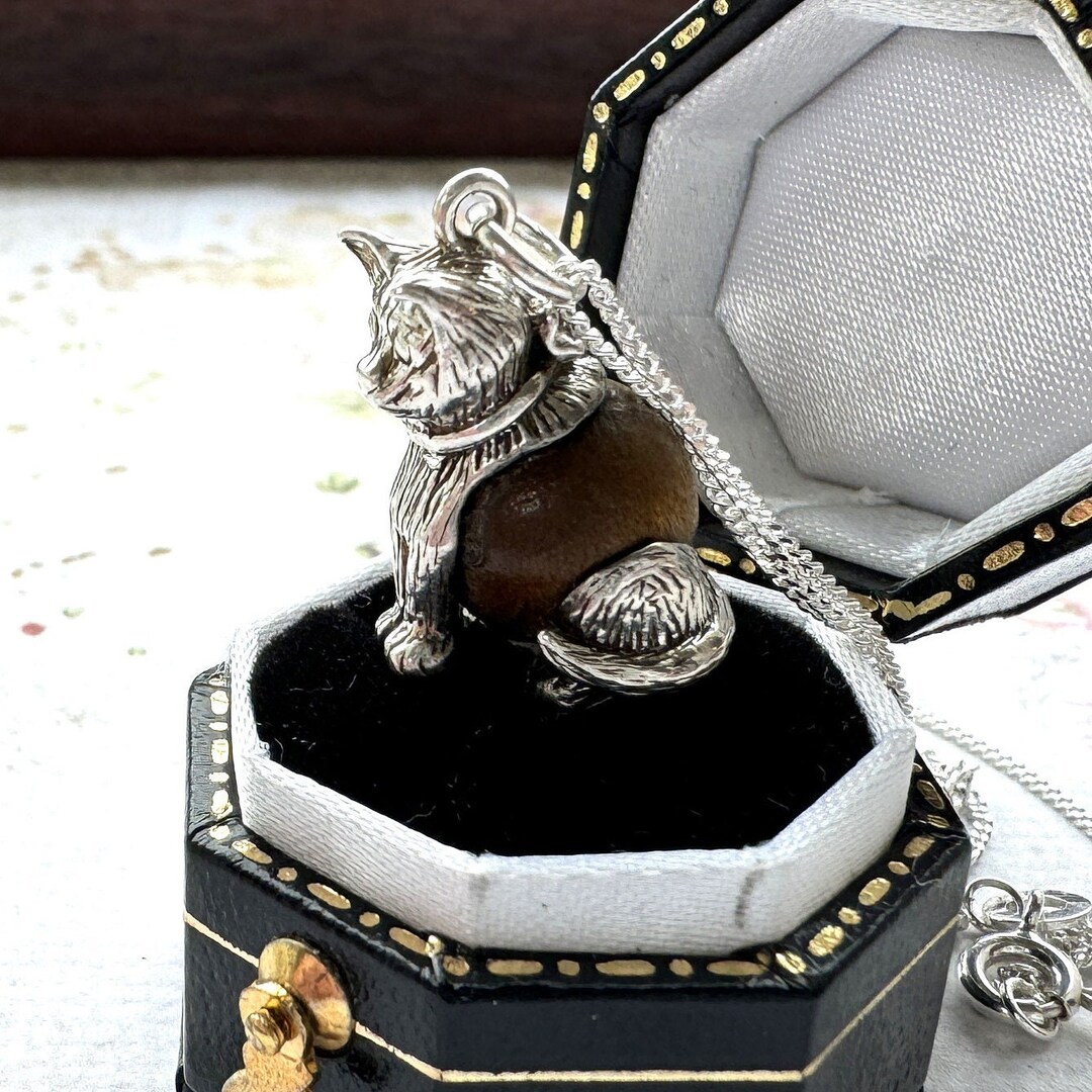 Vintage Sterling Silver Cat Charm Pendant Necklace. 1960s Nuvo Touch ...