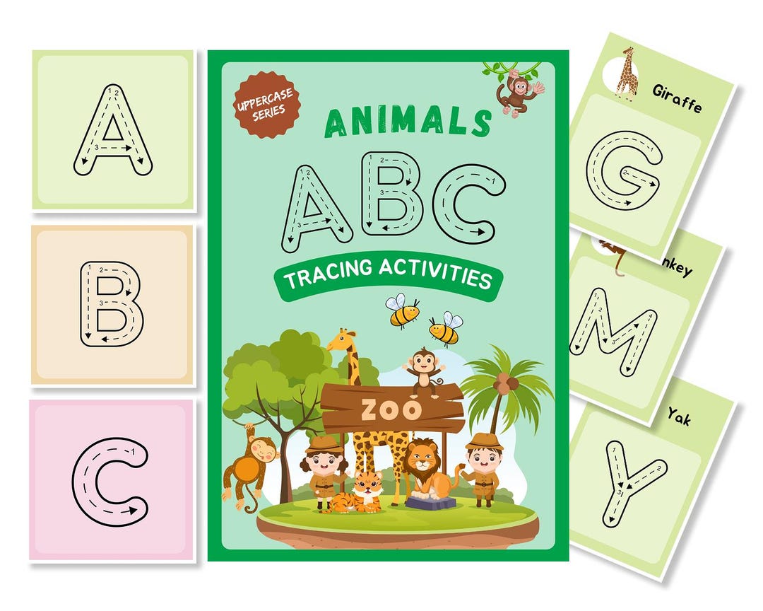 Animal Alphabet Tracing Worksheets: A-Z Printable Learning Activity ...
