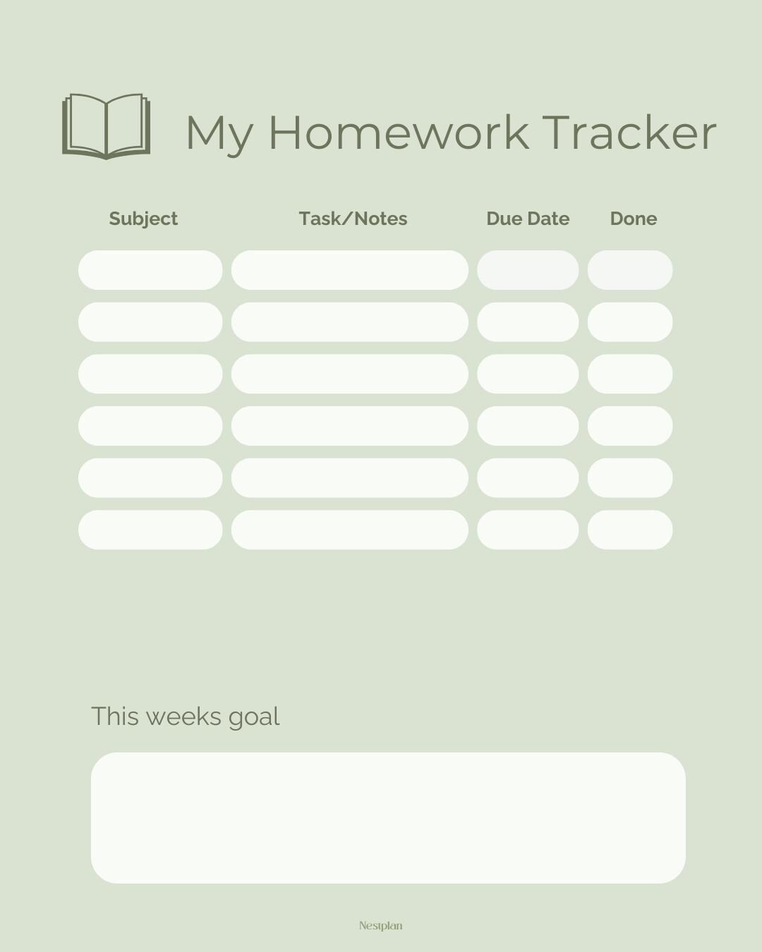 Homework Tracker for Kids – Printable Weekly Assignment Sheet ...
