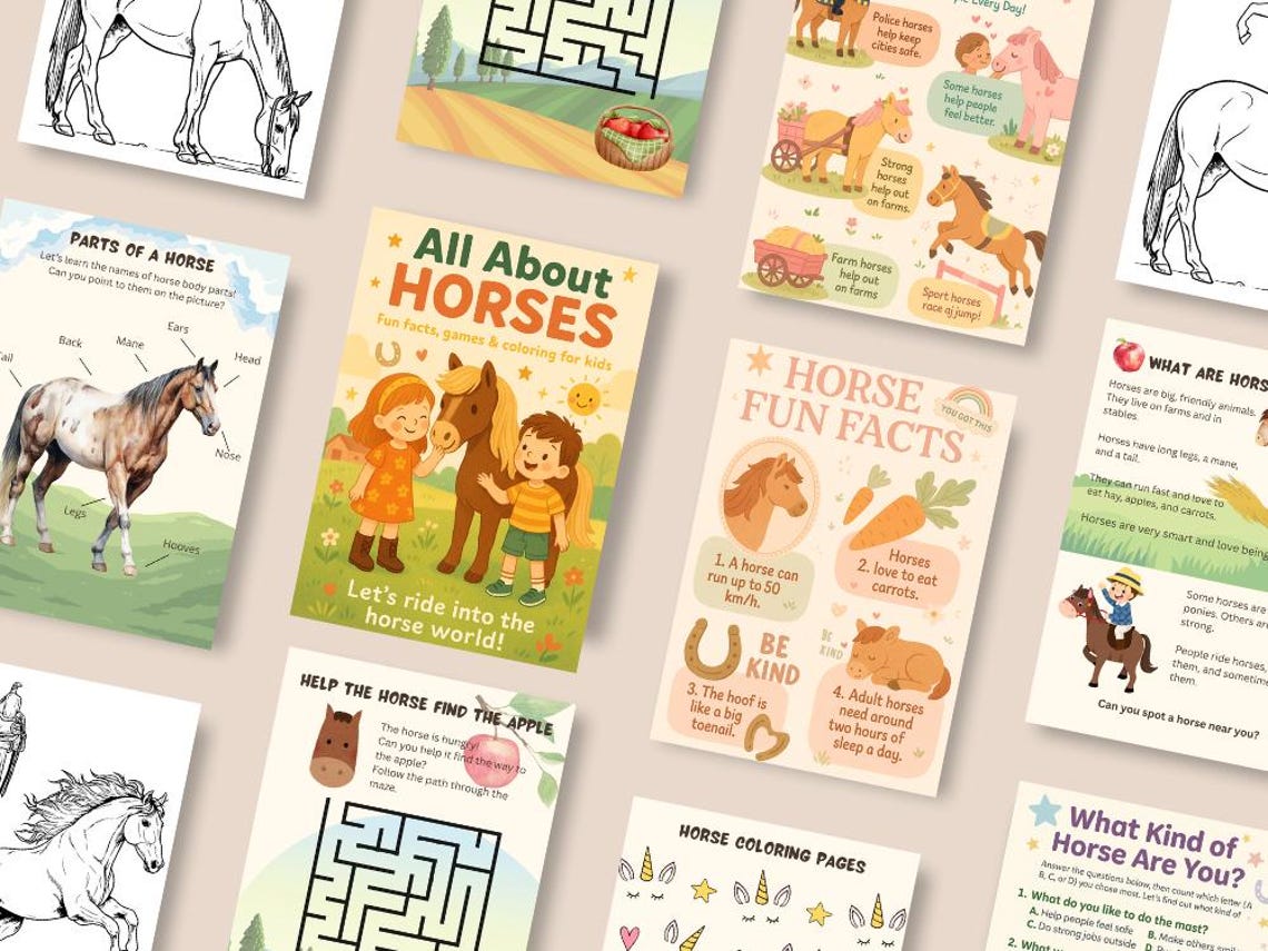 All About Horses – Printable Horse Activity Book for Kids | Fun Facts ...