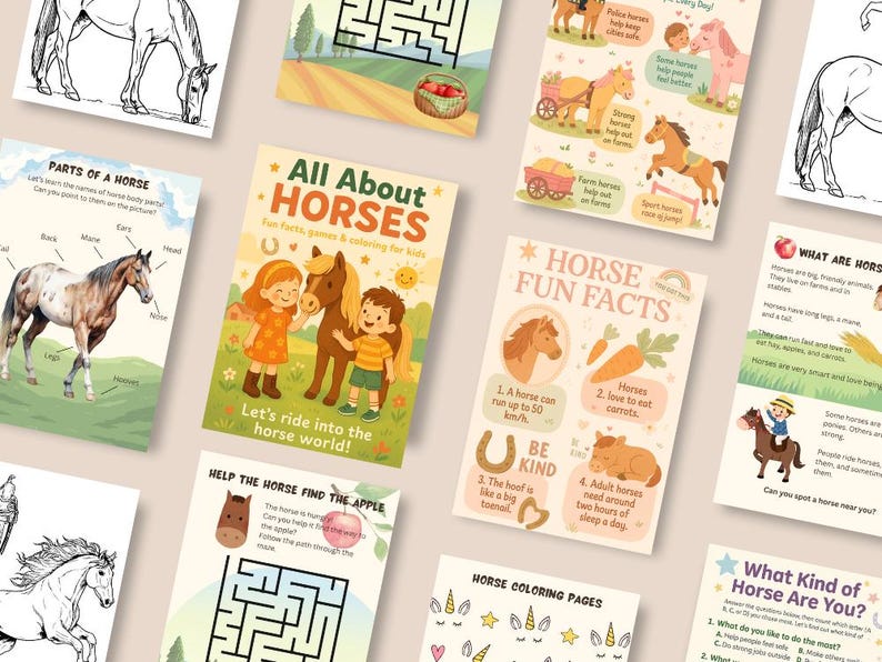 All About Horses – Printable Horse Activity Book for Kids | Fun Facts ...