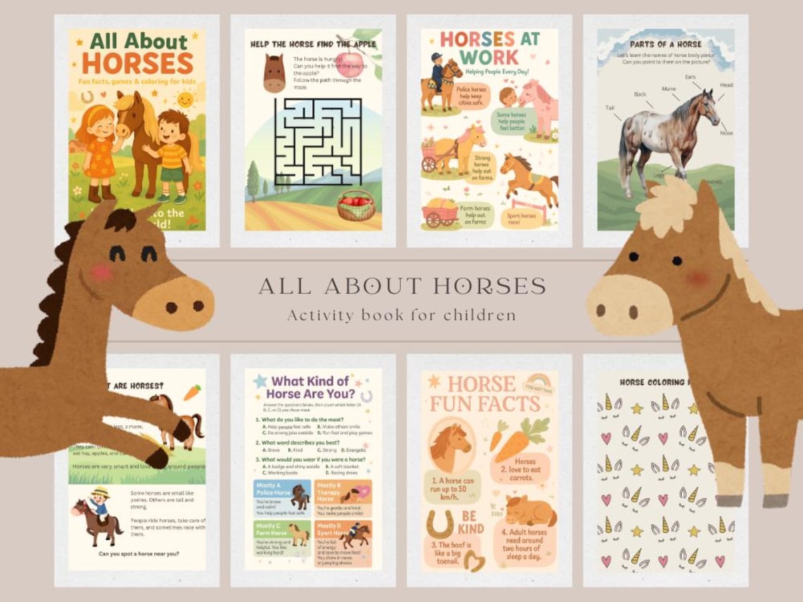 All About Horses – Printable Horse Activity Book for Kids | Fun Facts ...