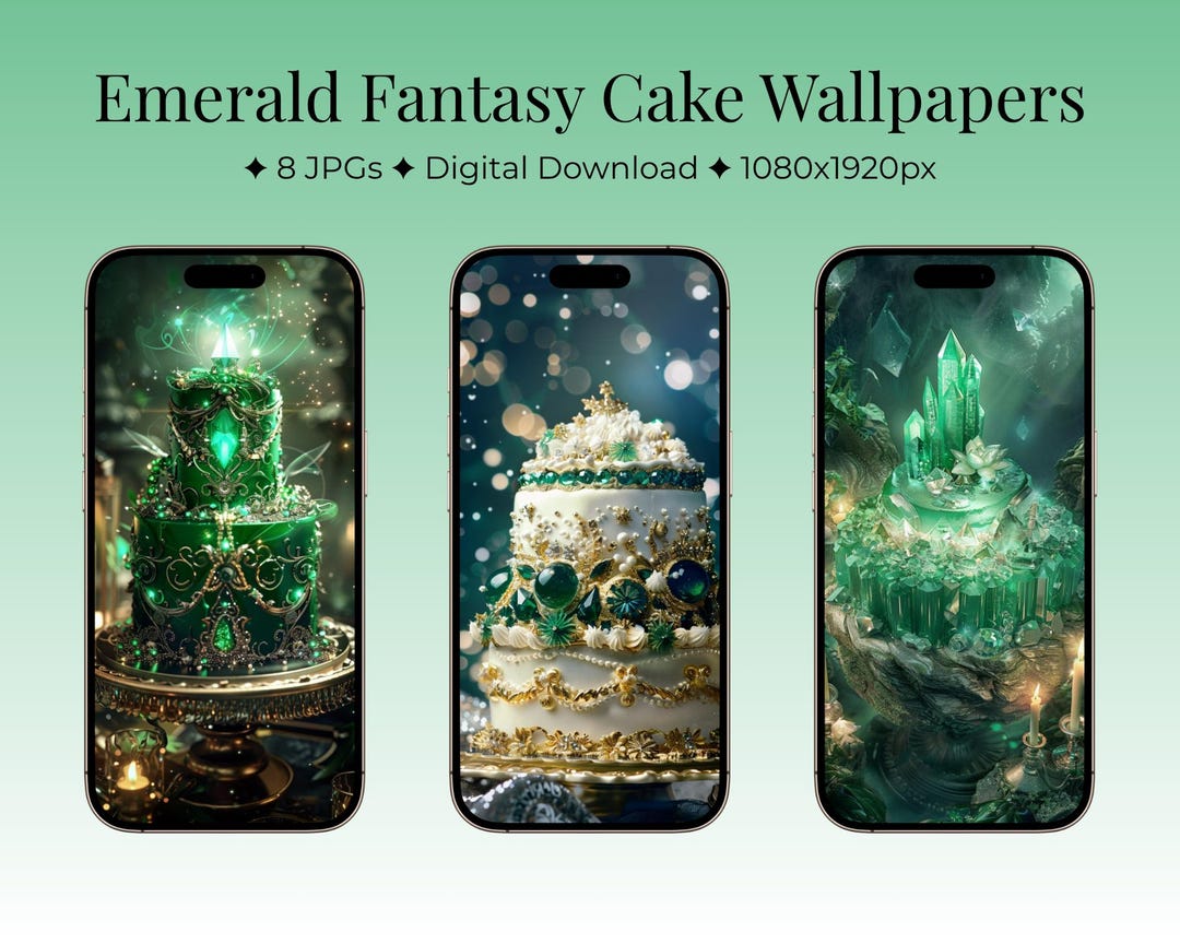 Emerald Fantasy Cake Wallpaper Set | 8 Fantasy Jewel Cake Wallpapers ...