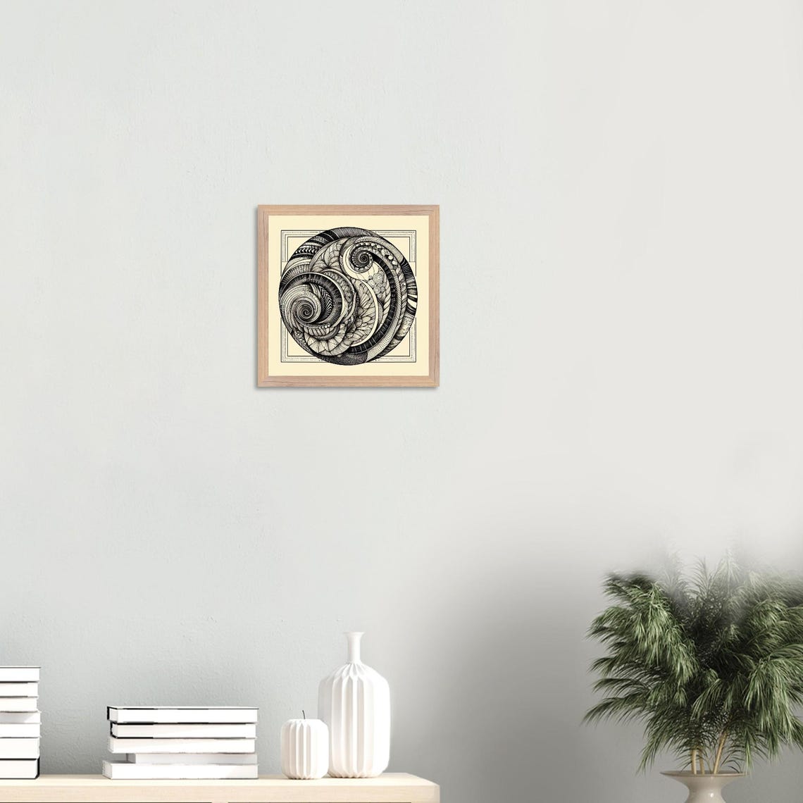 Spiral of Stillness | Abstract Line Art Print | Meditative Ink Drawing ...