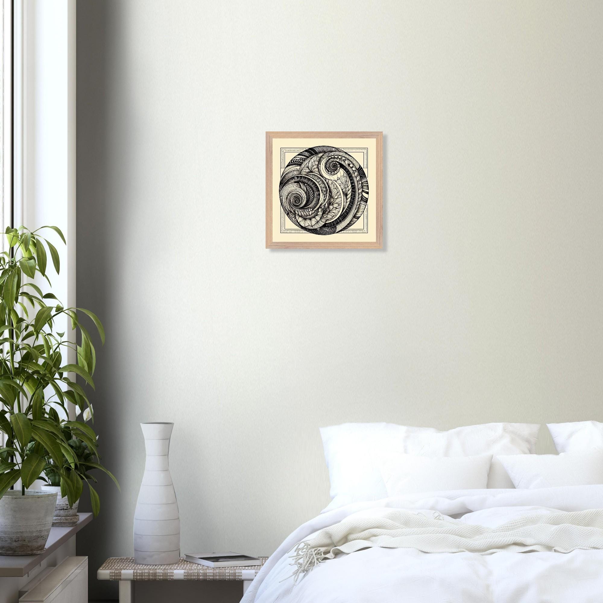 Spiral of Stillness | Abstract Line Art Print | Meditative Ink Drawing ...