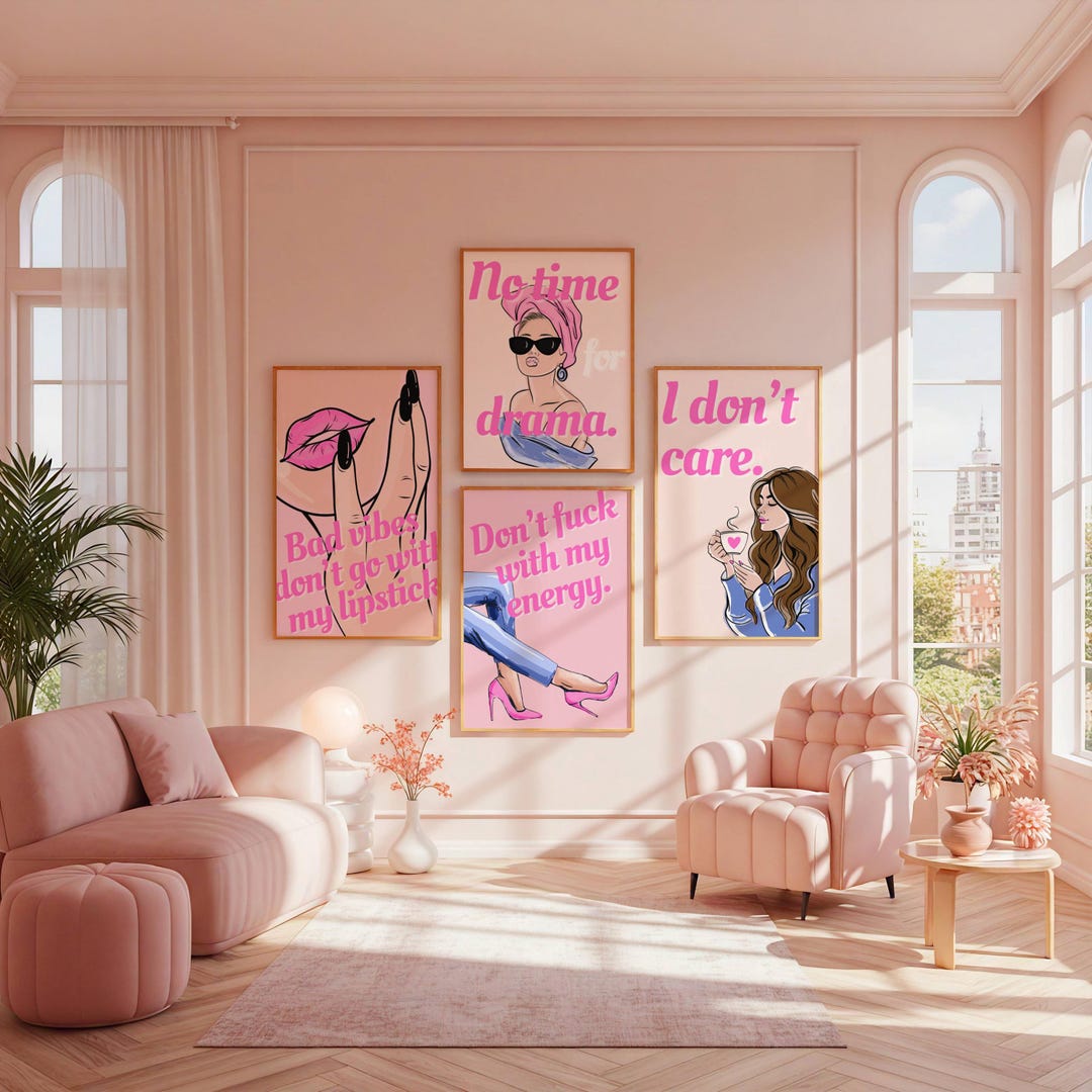 Printable Feminine Empowerment Wall Art Bundle – Set of 4 Pink Girly ...